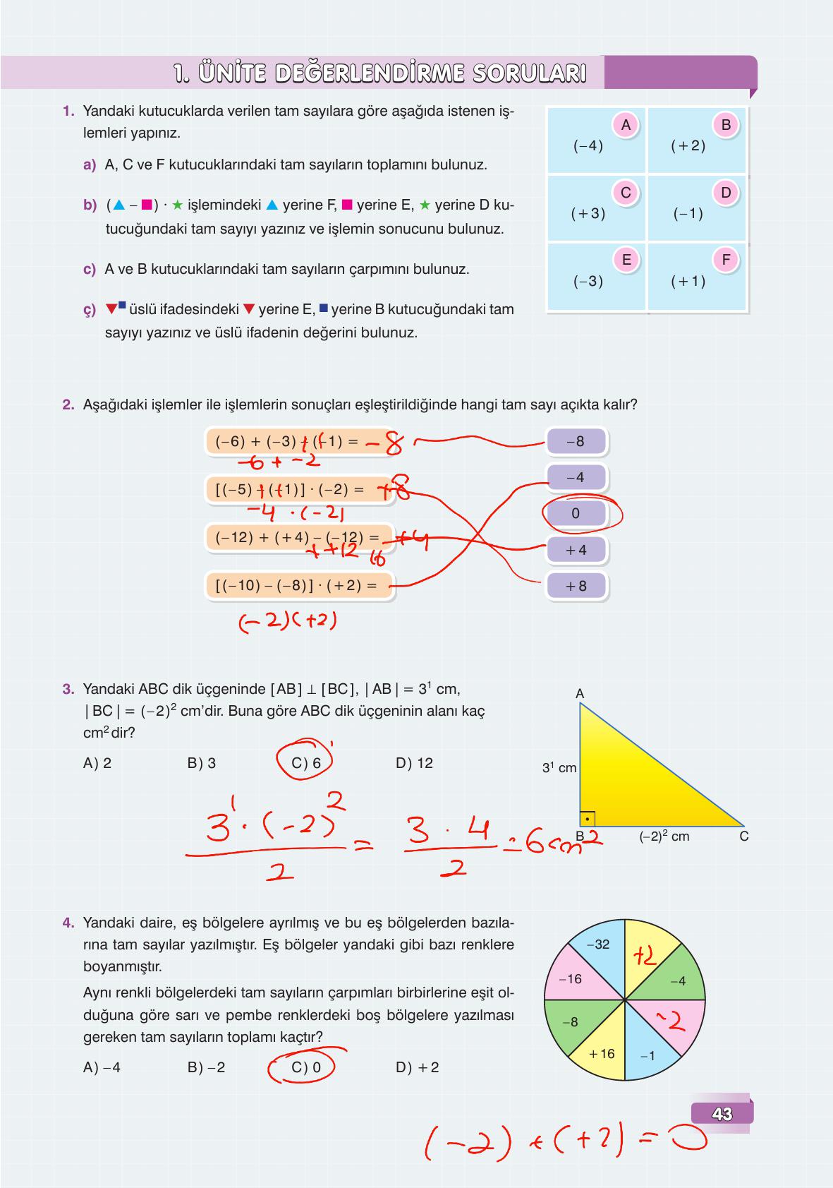 7. Sınıf Edat Yayınları Matematik Ders Kitabı Sayfa 43 Cevapları - ingilizceciyiz.com